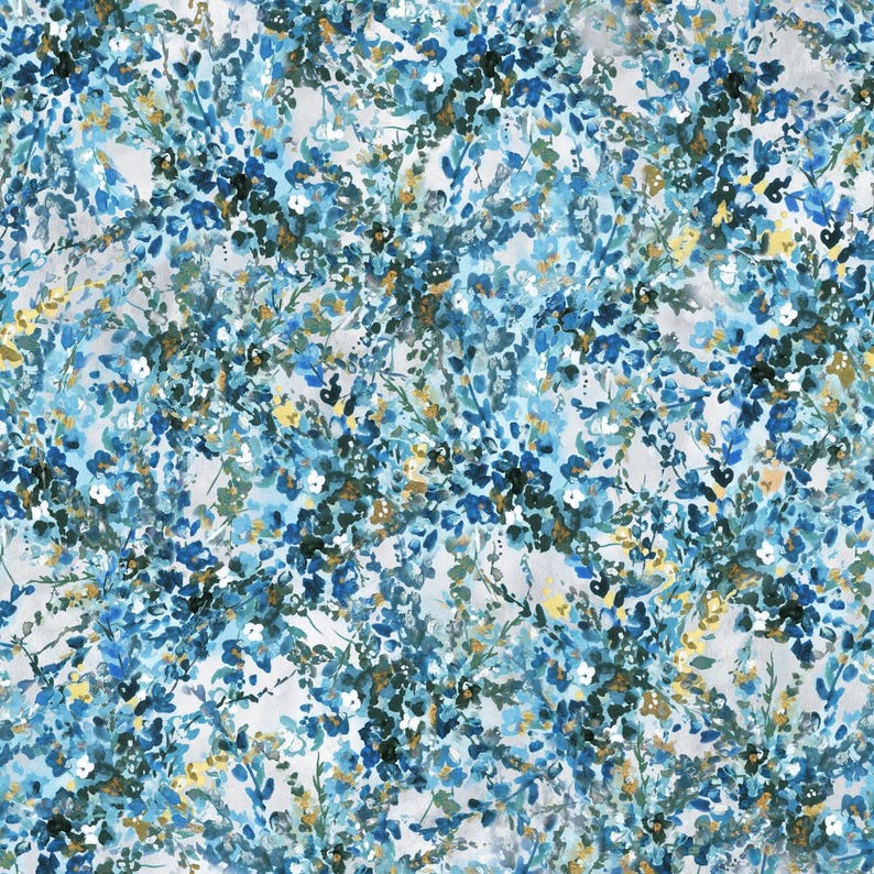 Floral Spray Cotton Fabric, 8650-77 Behind Blue Eyes by Funny Girl for ...