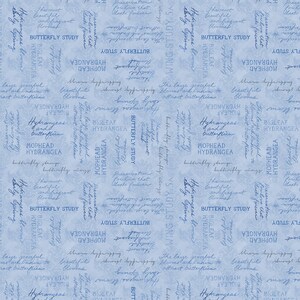 Hydrangeas Word Toss Cotton Fabric Hydrangea Mist 39824 Susan Winget ...