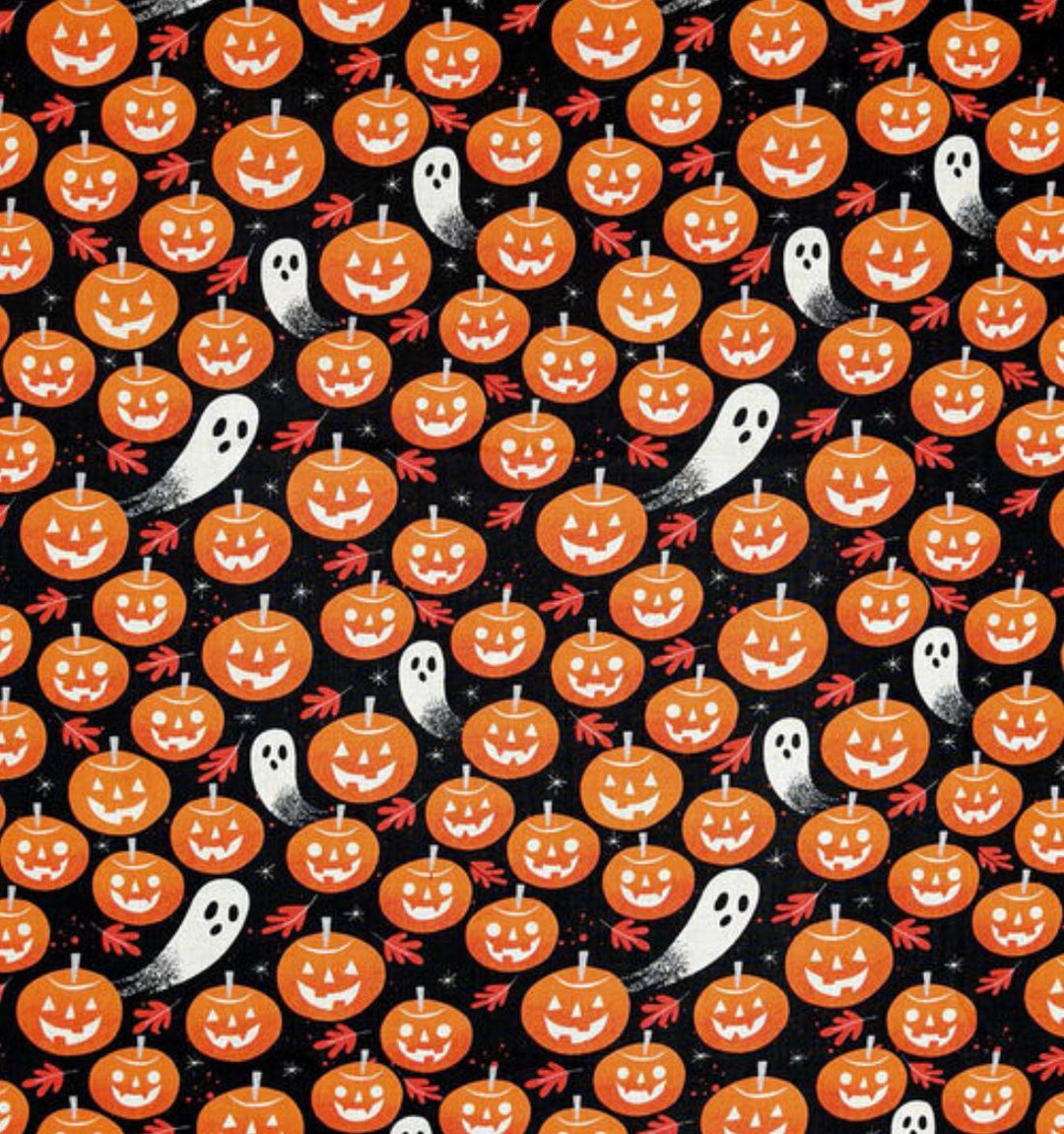 Johnny Yanok Haunted Pumpkins and Ghosts Halloween Cotton Fabric, Goth ...