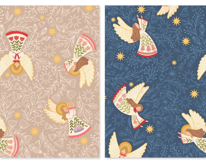 Host of Angels Metallic Cotton Fabric, Peace and Joy, Lewis & Irene ...