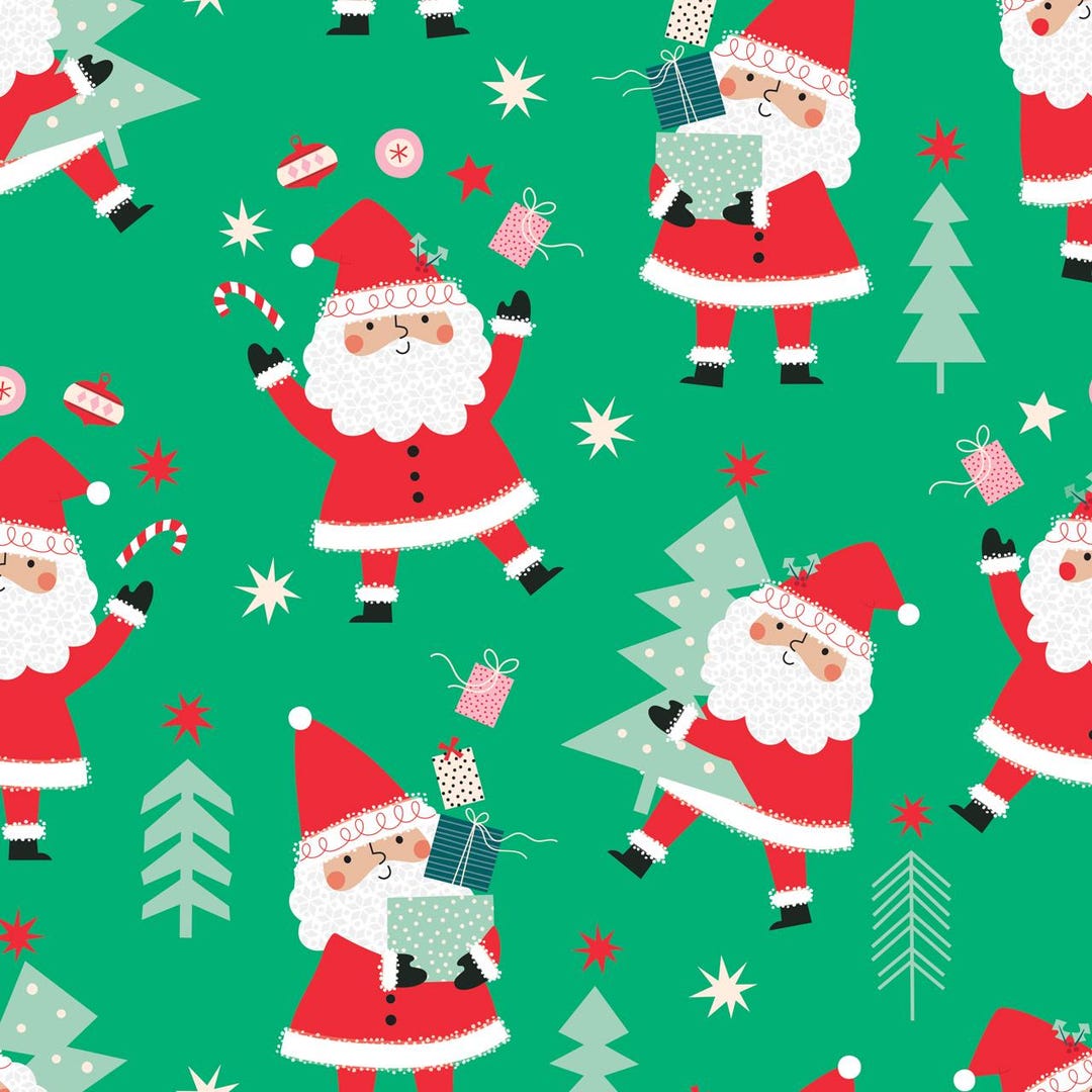 Jolly Santas Cotton Fabric, Wonderful Christmas Time WOND2510 Dashwood ...