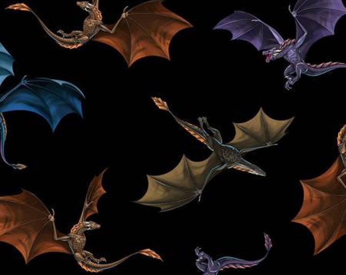 Dragons Cotton Fabric, Dragon's Lair C1376 Timeless Treasure FQ Fat ...