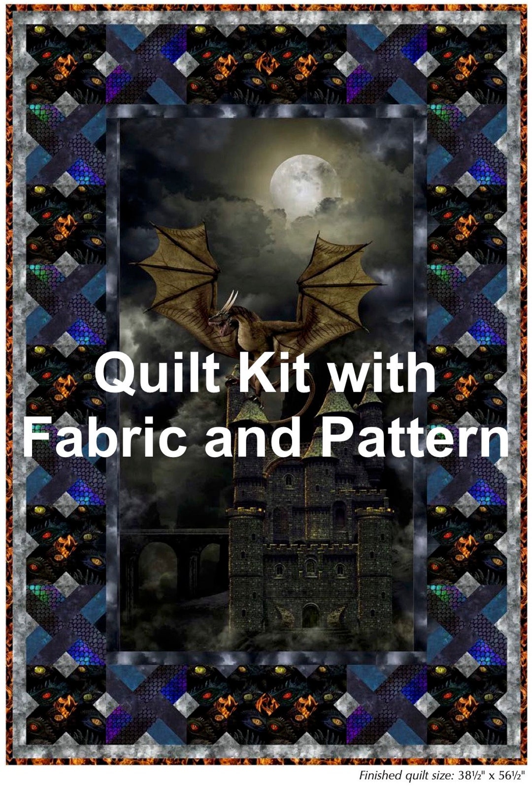 Dragon's Lair Quilt Kit With Fabric & Pattern for Quilt Top and Binding, Timeless Treasures 38 ...