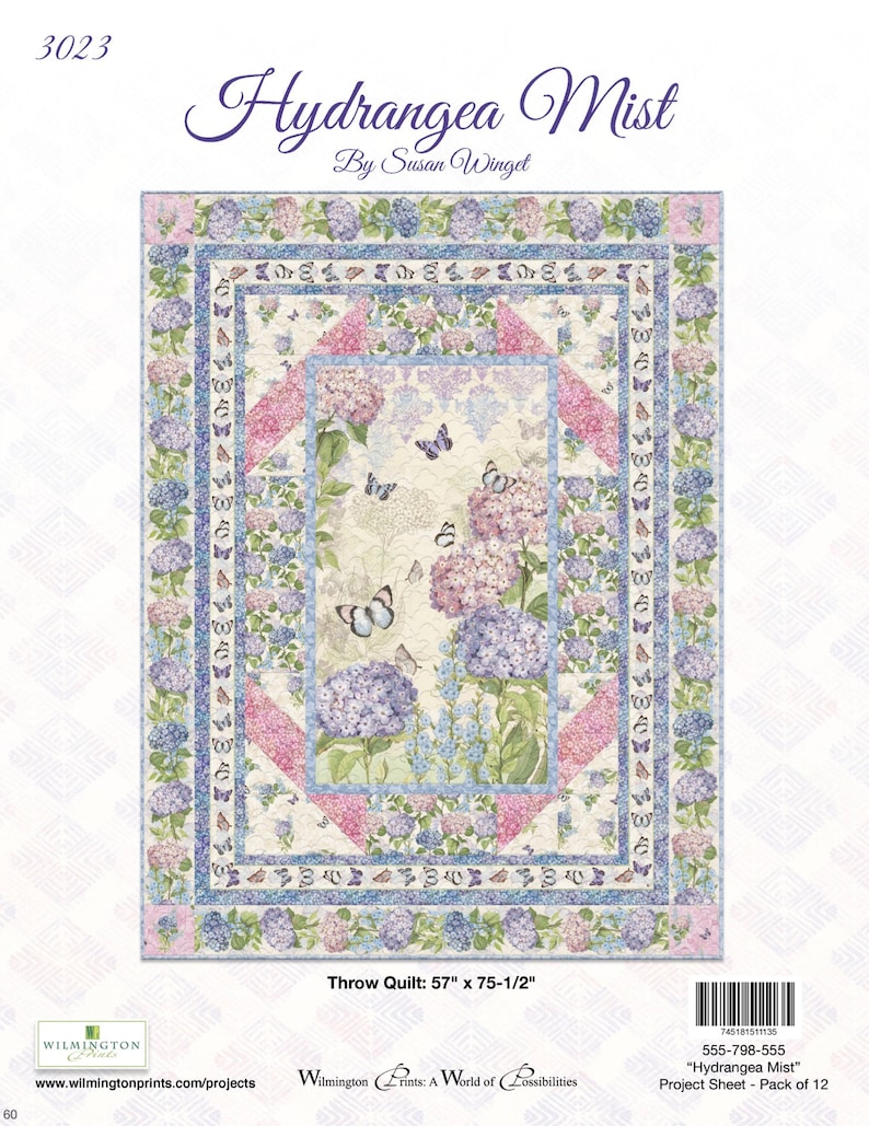 Hydrangeas Monograph Cotton Fabric Hydrangea Mist 39821 Susan Winget ...