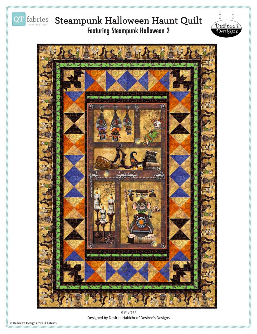 Steampunk Halloween Haunt Quilt Kit With Fabric and Pattern - Etsy