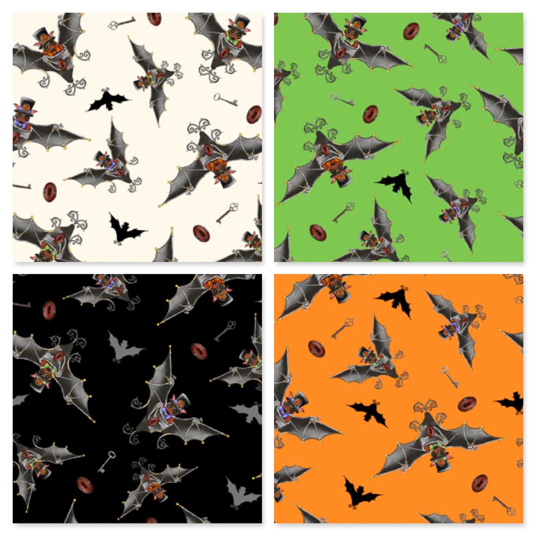 Bats Toss Cotton Fabric 29600 Steampunk Halloween 2 Desiree's Designs ...