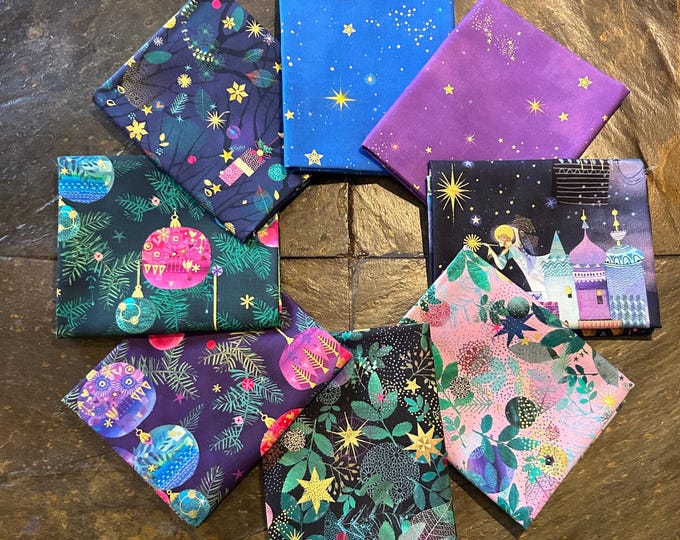 8 Pc Holy Night Fat Quarter Bundle, Gold Metallic, Robert Kaufman ...