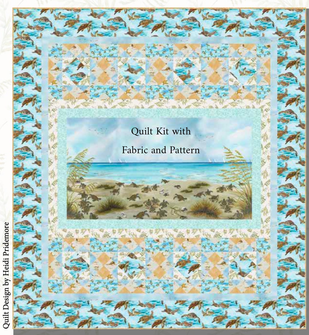 Turtle March Panel Quilt Kit With Fabric and Pattern for Quilt Top and ...