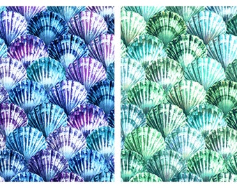 Ocean Floor Cotton Fabric Blue Escape Coastal C14511 Riley Blake BTY FQ ...