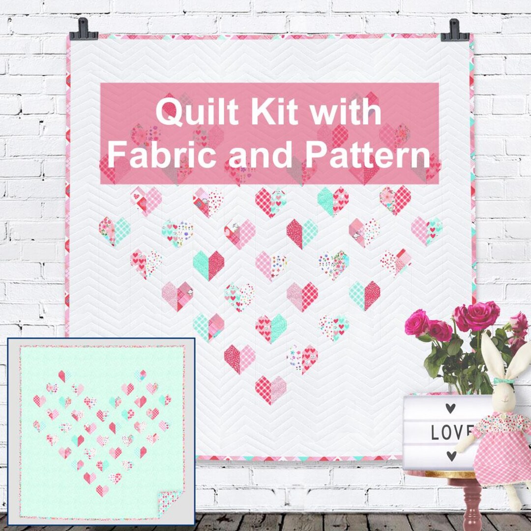 Heart of Hearts Quilt Kit With Fabric and Pattern for Quilt Top ...