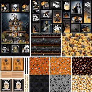 Scary Character Blocks Cotton Fabric 3053-99 Halloween Ball Henry Glass ...