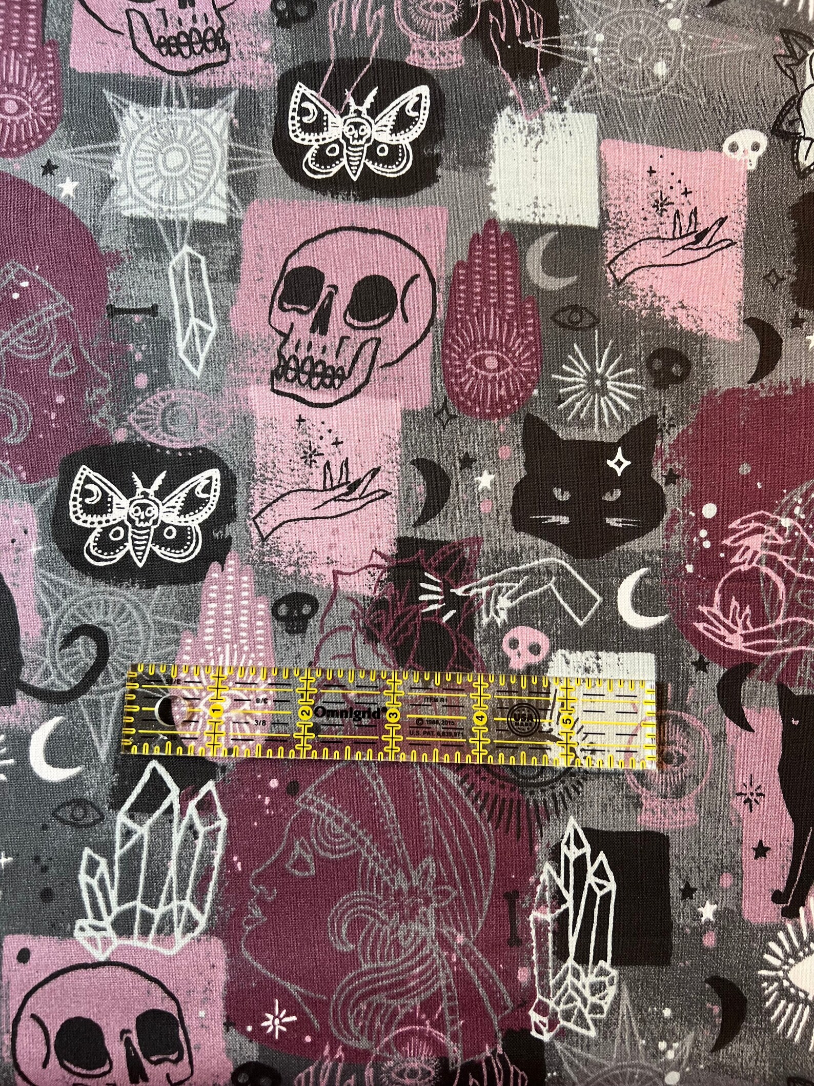 Spellbound Halloween Cotton Fabric With Moons, Crystals, Cats, and ...