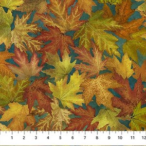 Maple Leaves Cotton Fabric, Autumn Splendor 26682-68 26683-66 26684-62 ...