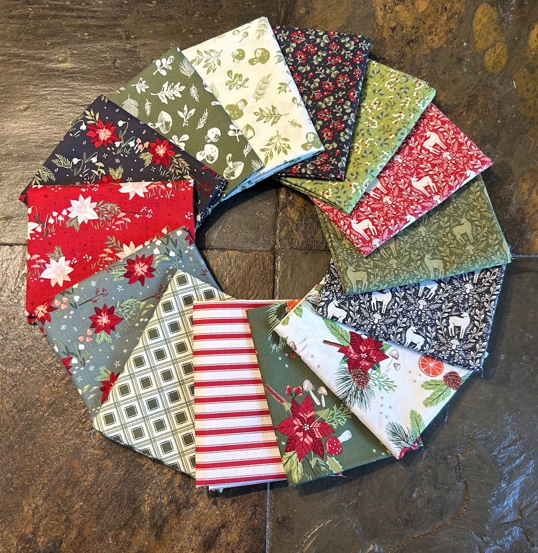 14 Piece Yuletide Forest Fat Quarter Bundle, Christmas Holiday Riley ...