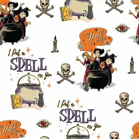 Hocus Pocus Witches and Binx the Cat Cotton Fabric Disney Licensed ...