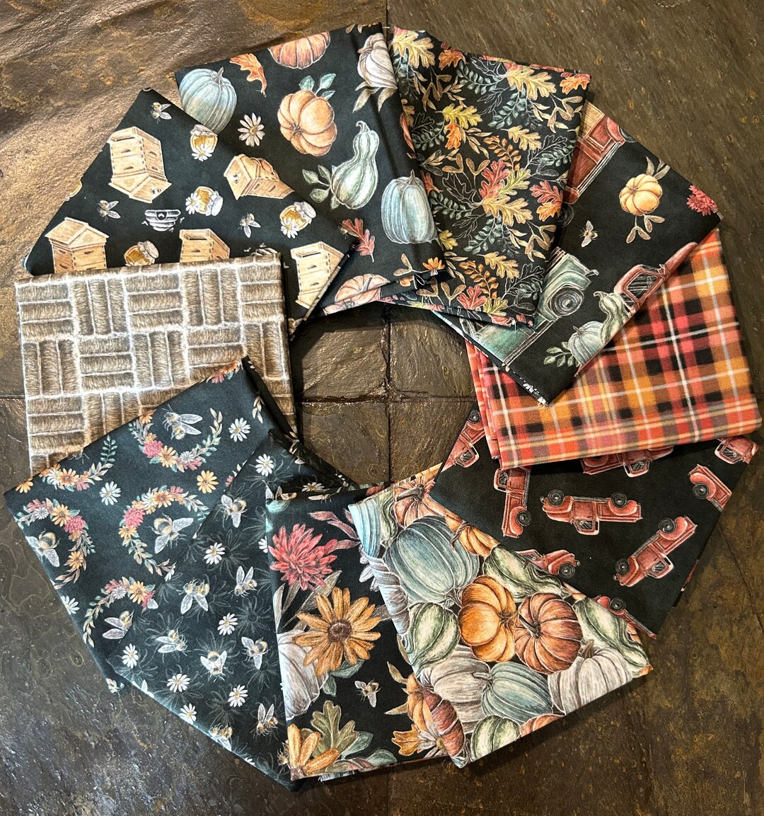 11 Pc Late Summer Harvest Fat Quarter Bundle W/optional Panels, Blank ...