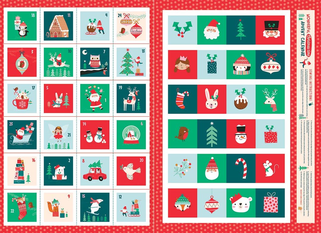 Advent Calendar Panel Cotton Fabric, Wonderful Christmas Time ...