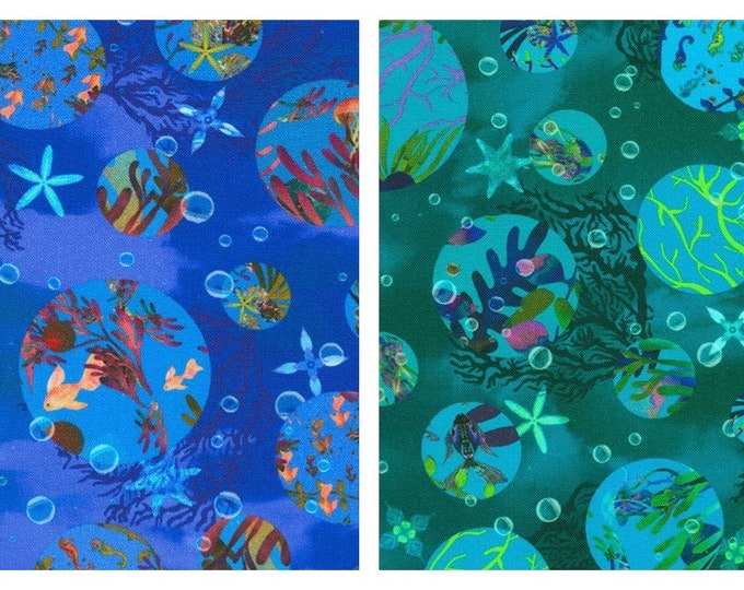 Shell Toss Cotton Fabric, Blue Escape Coastal Riley Blake, BTY FQ Fat ...