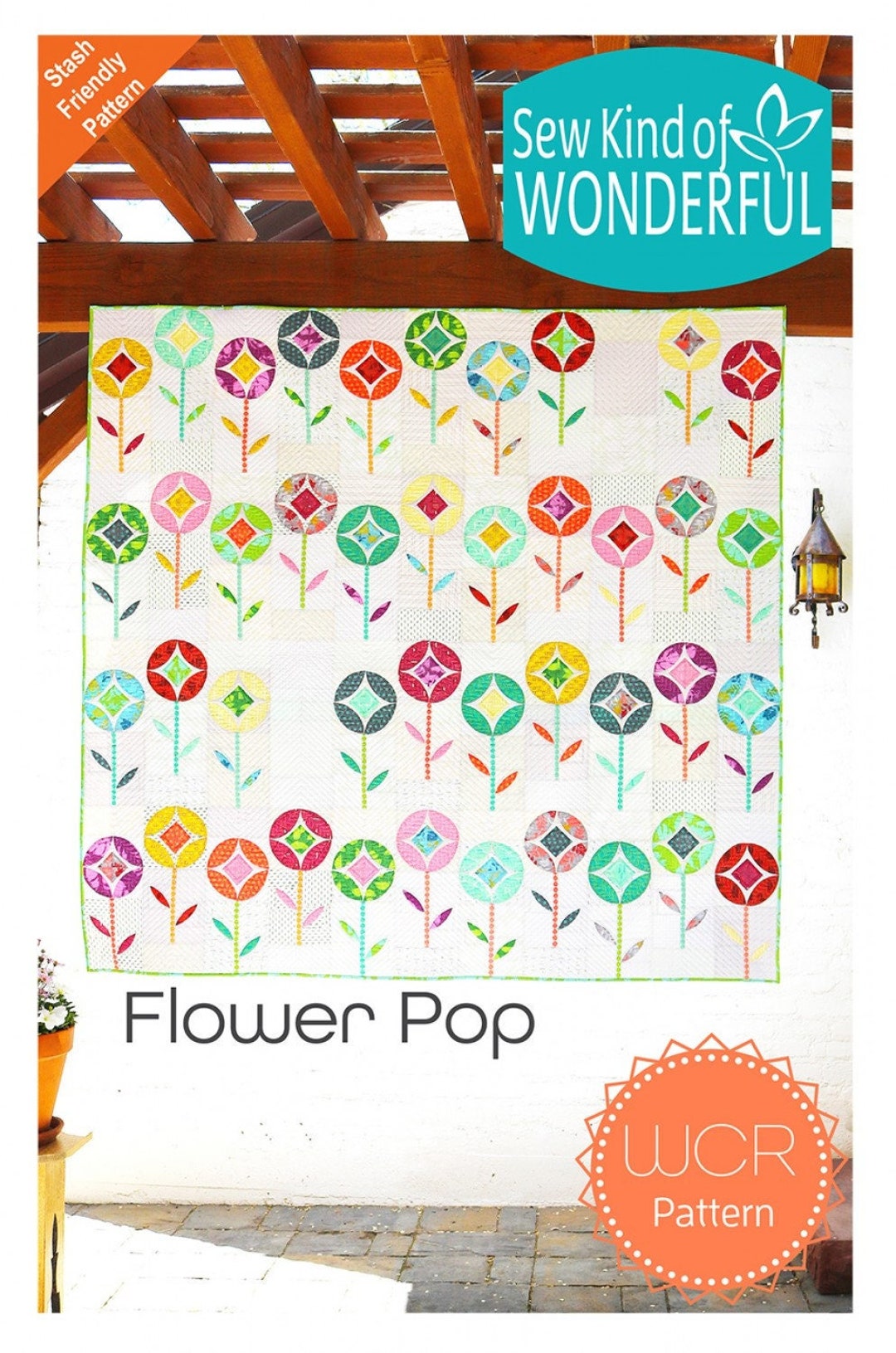 Flower Pop Quilt Pattern, Sew Kind of Wonderful, Paper Pattern for 76 X ...