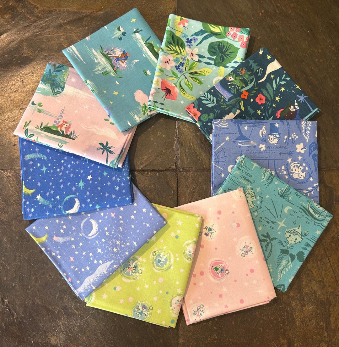 10 Pc Forever Neverland Fat Quarter Bundle W/optional 24" Panel, Riley ...