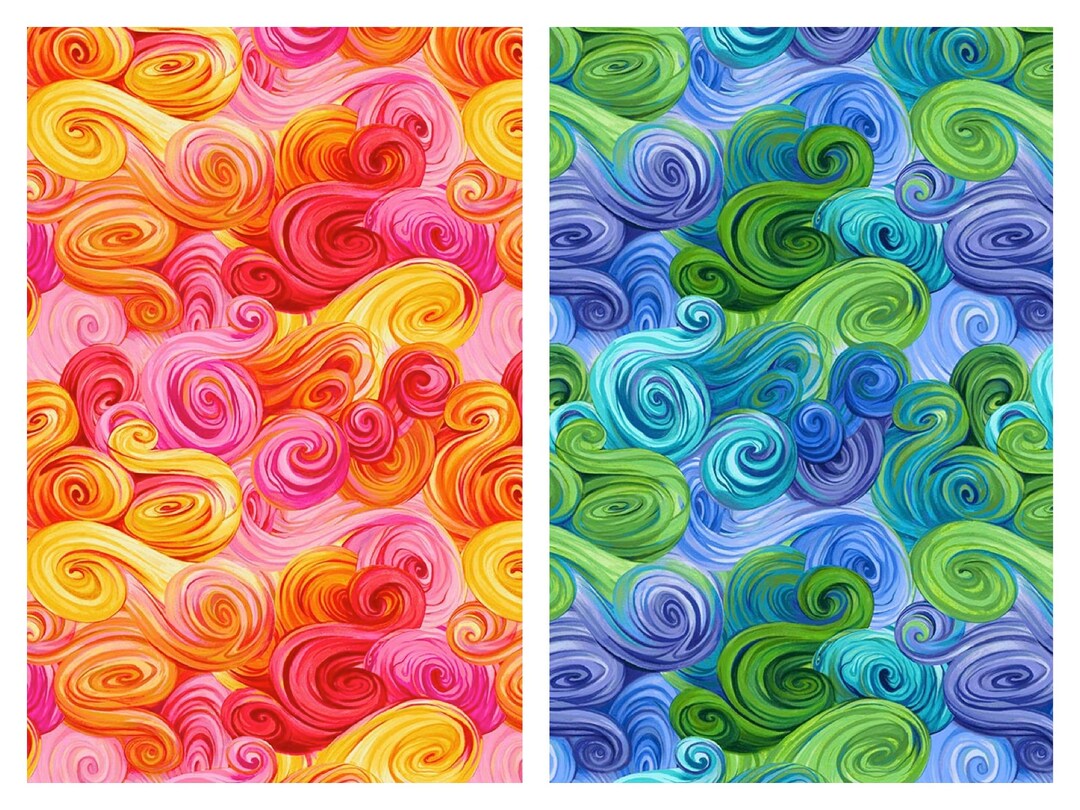 Warm Shades Cool Shades Swirl Cotton Fabric, Spirit of the Wolf 7213 ...