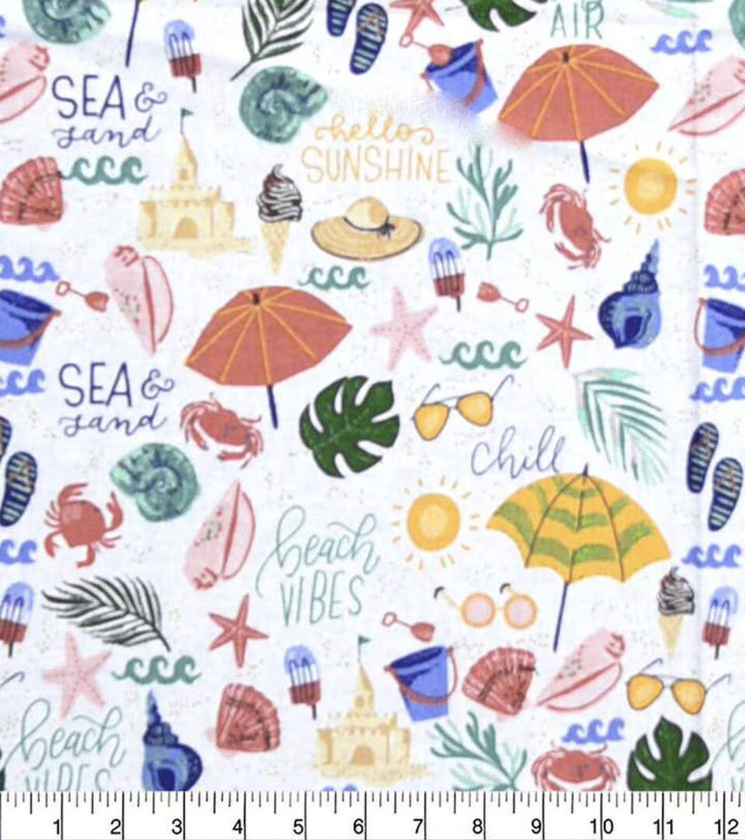 Novelty Sea and Sand Cotton Fabric by the Yard FQ Fat Quarter by the ...