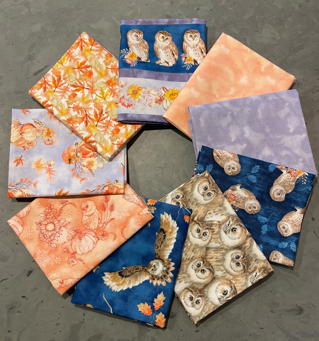 Night Owls 9 Piece Fat Quarter Bundle W/optional Panel Thanksgiving ...