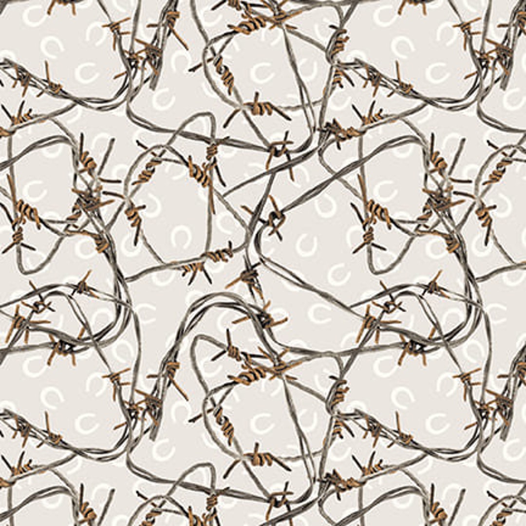 Barbed Wire Cotton Fabric, Cowboy Culture 3338-90 Urban Essence Blank ...