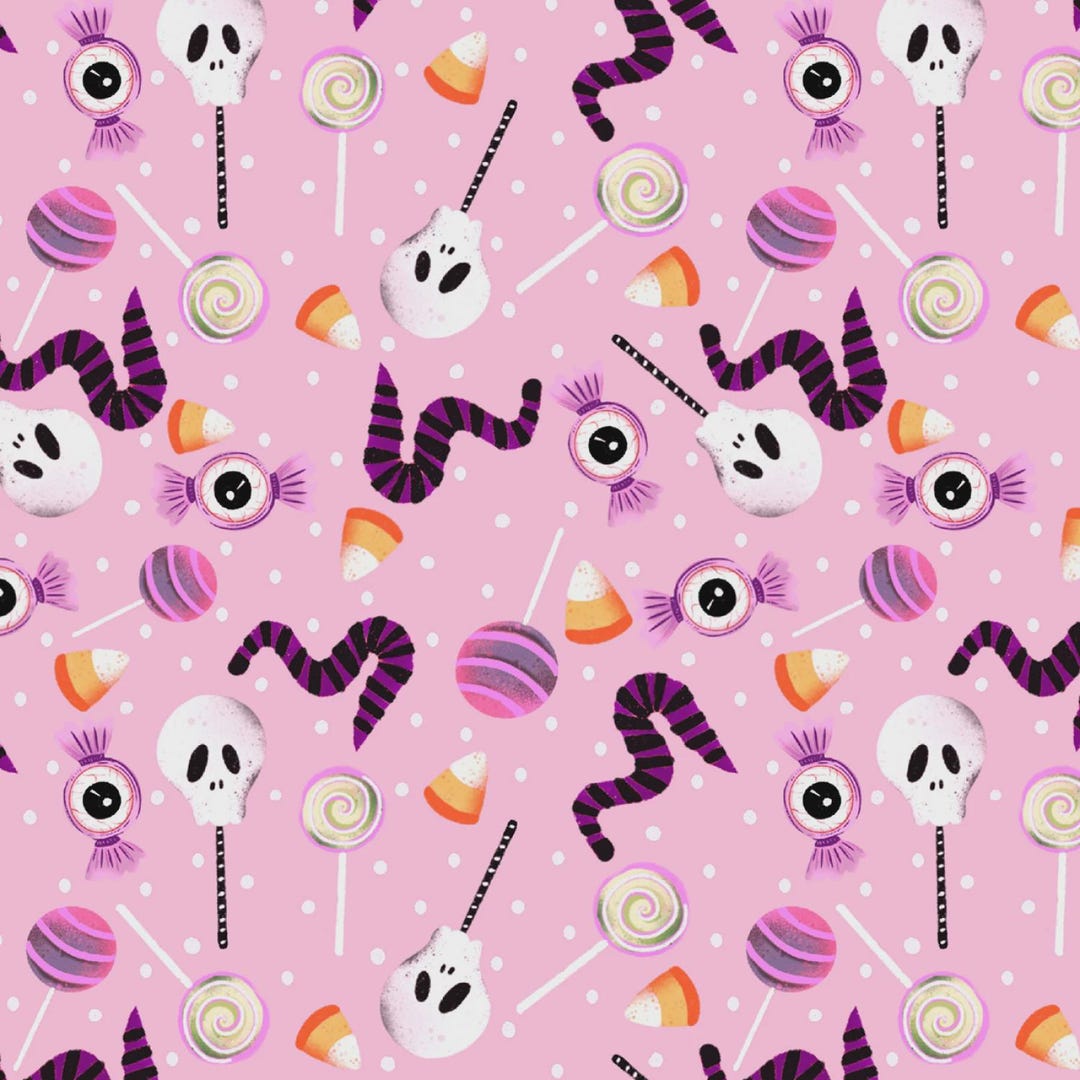Halloween Candy Cotton Fabric, Ghostly Greetings 4139-22, Blank ...
