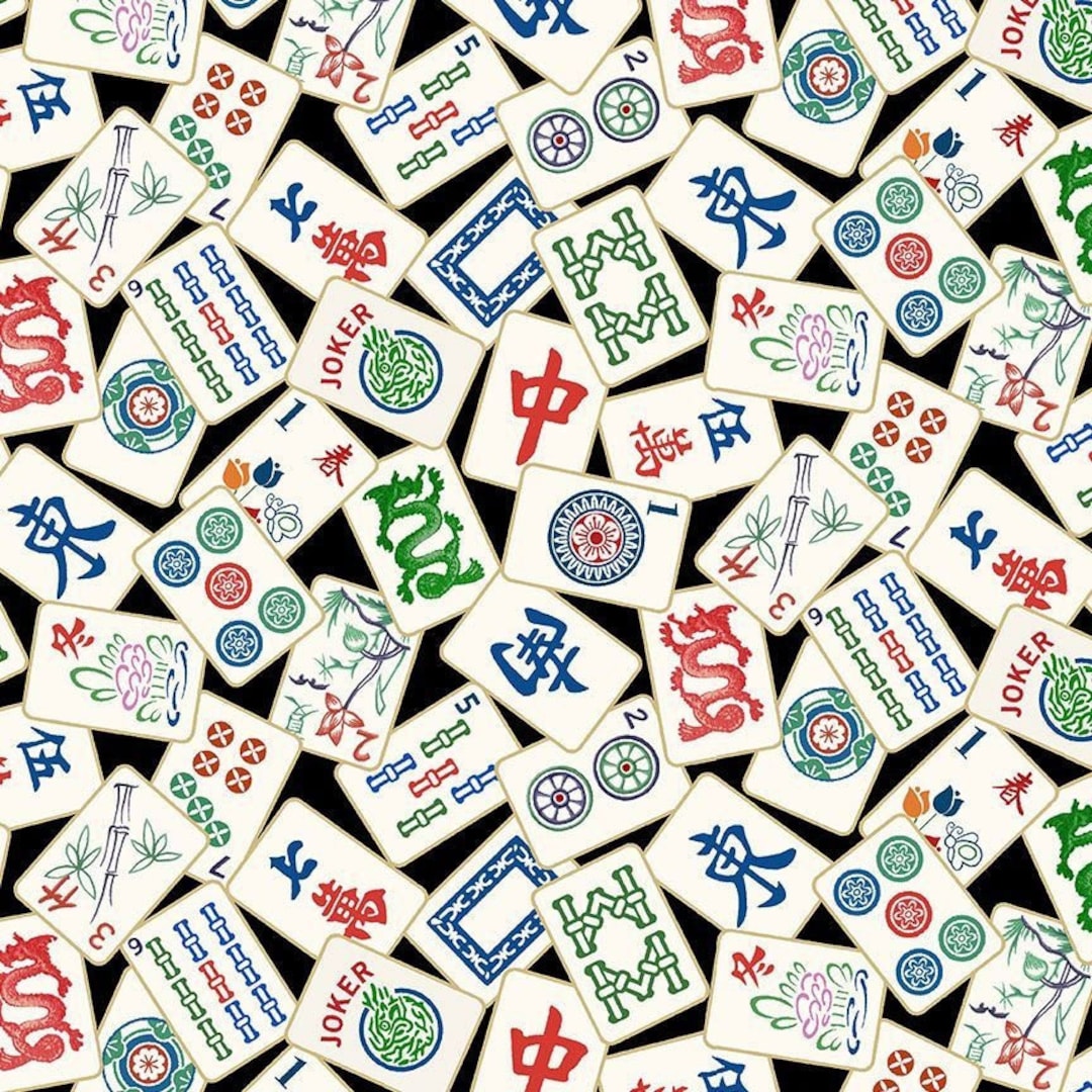 Mahjong Tiles Cotton Fabric, Timeless Treasures CD2741 FQ Fat Quarter ...
