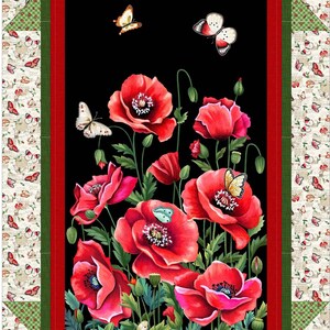 Poppy Panel Cotton Fabric, What's Poppin Michael Miller DCX10821-BLAC ...