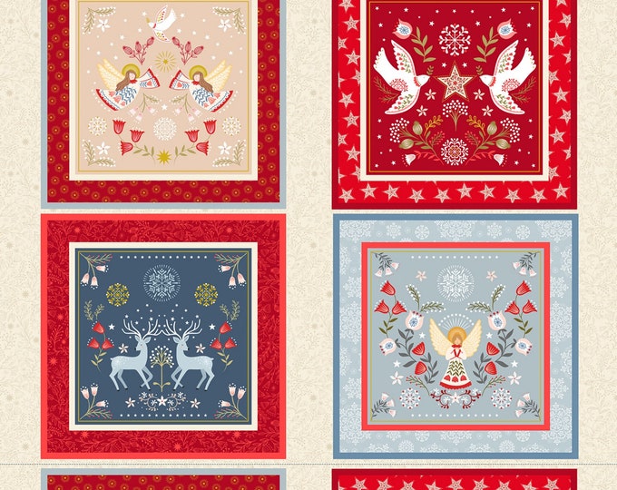 Peace and Joy Metallic Cushion Panel Cotton Fabric, Lewis & Irene C107 ...