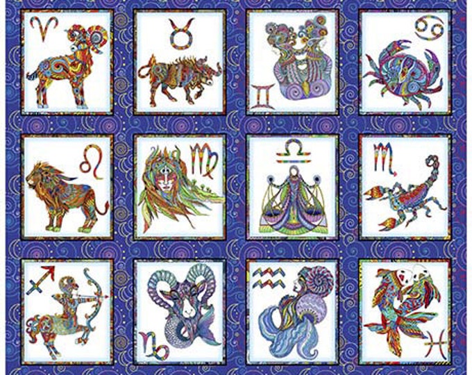 Zodiac Picture Patches Panel Cotton Fabric Zodiac Dreams 36" Block ...
