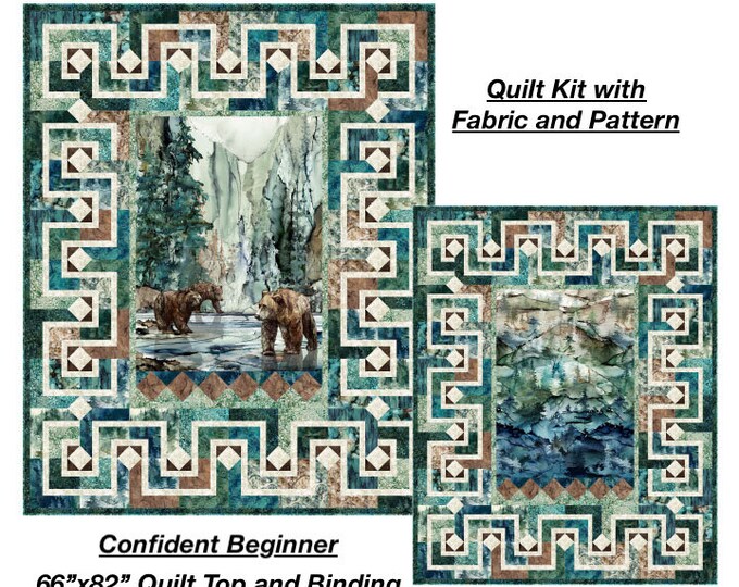Bear Sanctuary Quilt Kit With Fabric and Pattern for 66x82'' Quilt Top ...