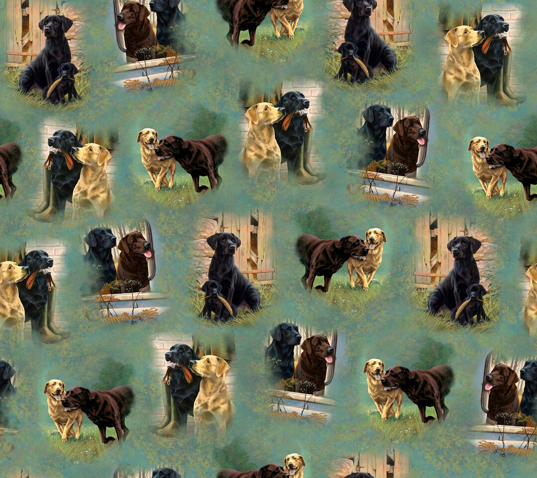 Labrador Vignettes Cotton Fabric 30308 for the Love of Labs QT Fabrics ...