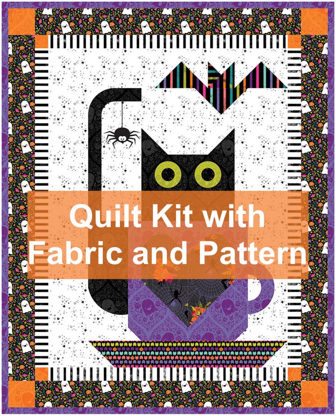 Catbooccino Quilt Kit With Fabric and Pattern for Quilt Top & Binding ...