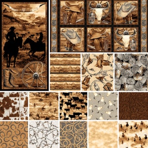 Cowboy Silhouette Panel Cotton Fabric, Cowboy Culture 3344P Urban ...