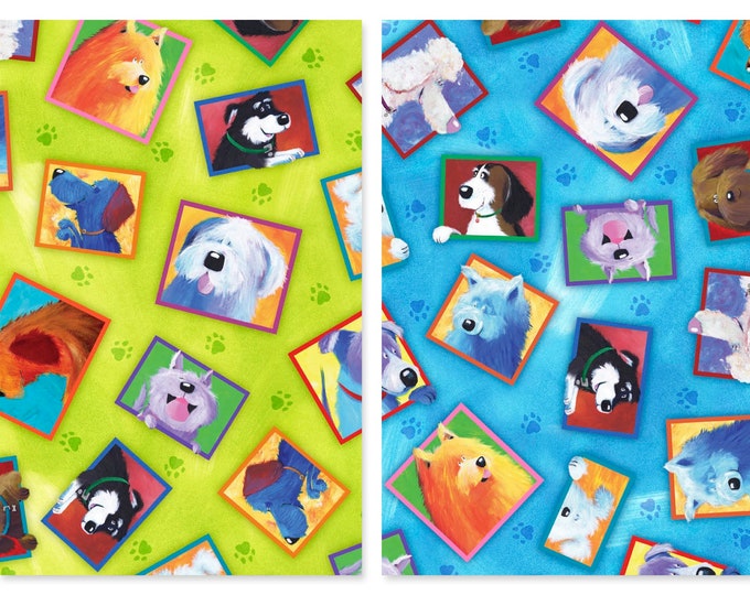 Dog Frame Toss Cotton Fabric, Dog Talk QT Fabrics Patches Block Panel ...