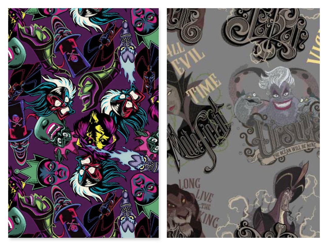 Disney Villains Packed Cotton Fabric, Licensed by Springs Creative, FQ ...