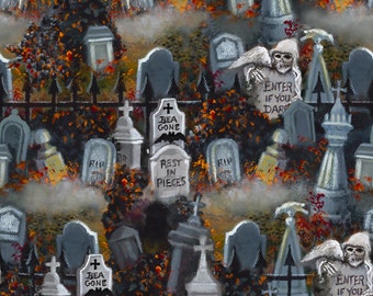 Neighborhood Watch Halloween Cotton Fabric, an Eerie Welcome 22292, 3 ...