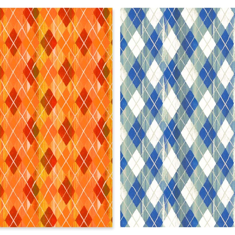 Blue Argyle Fabric - Etsy