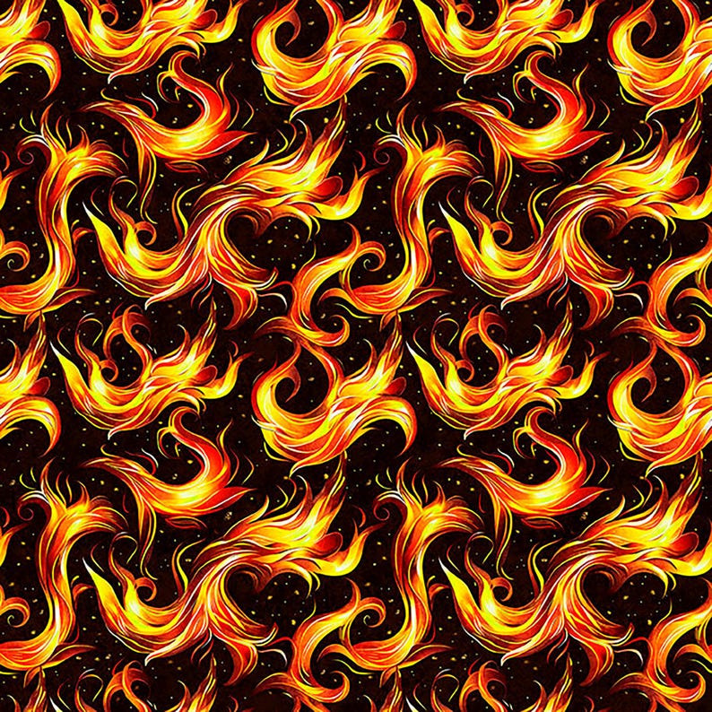 Flames Cotton Fabric, Dragon Song 31155, Dan Morris Creative, QT Fabric ...