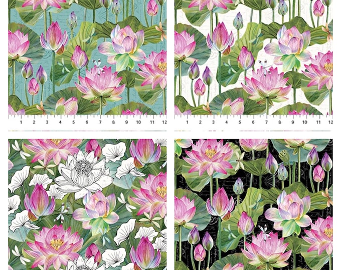 Lily Pond Quilt Kit With Fabric and Pattern for 62x70'' Quilt Top and ...