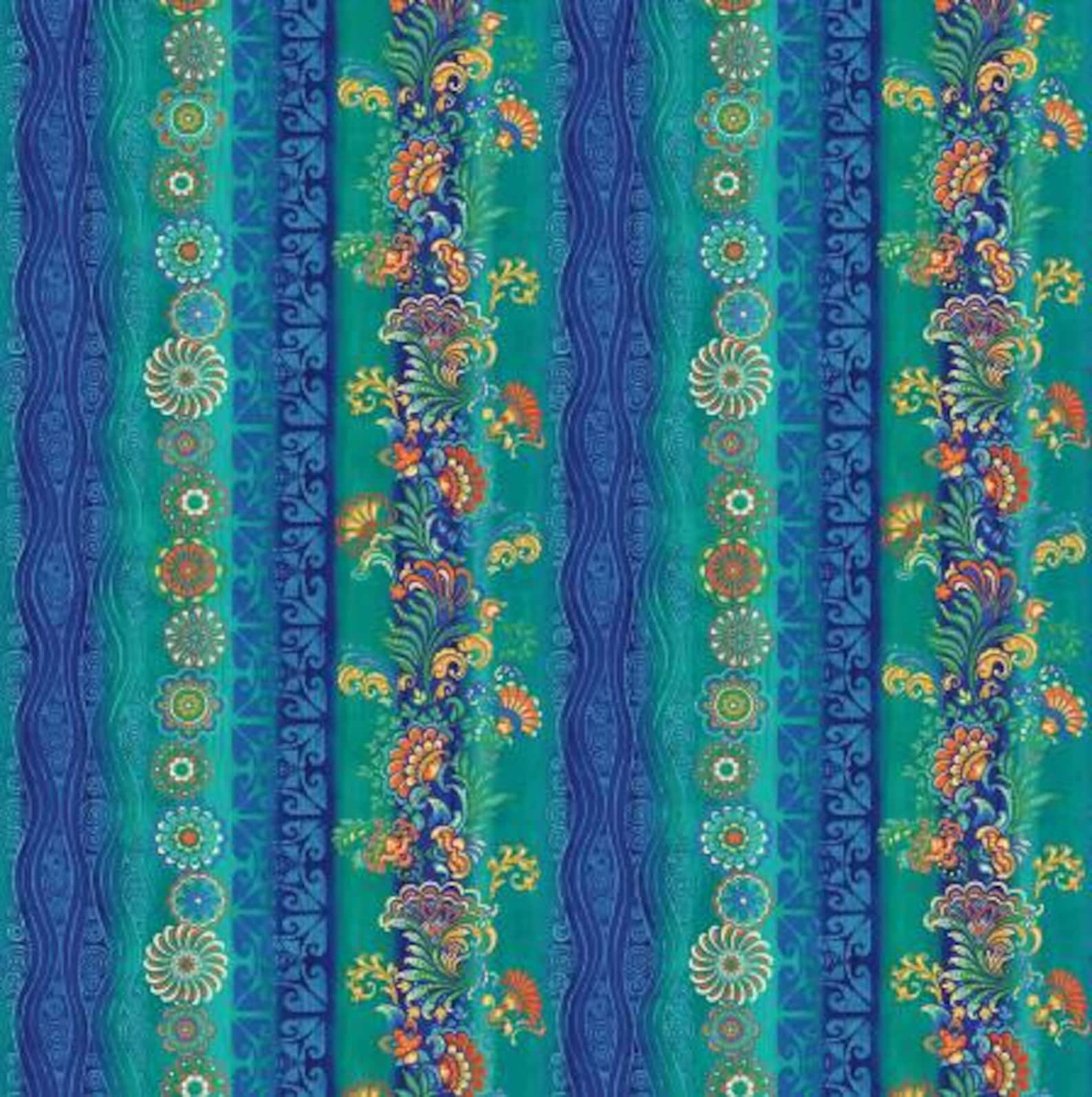 Oceanic Stripe Cotton Fabric Atlantis David Galchutt Benartex - Etsy