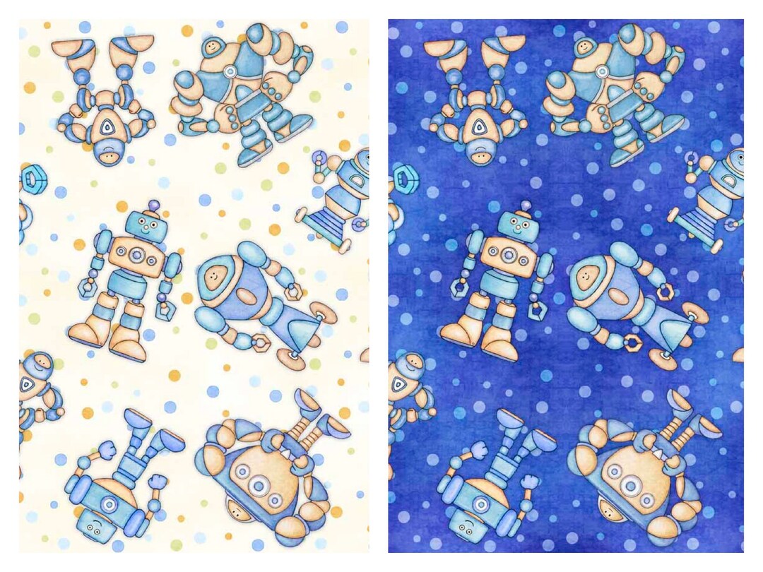 Robot Toss Cotton Fabric Space Ace 29571 Dan Morris QT Fabrics FQ Fat ...