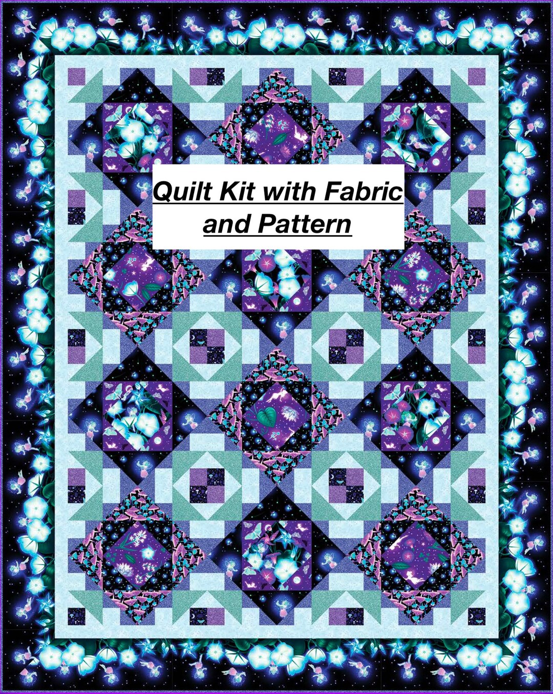Magic Moon Garden Quilt Kit With Fabric and Pattern for 63x79 Quilt Top ...