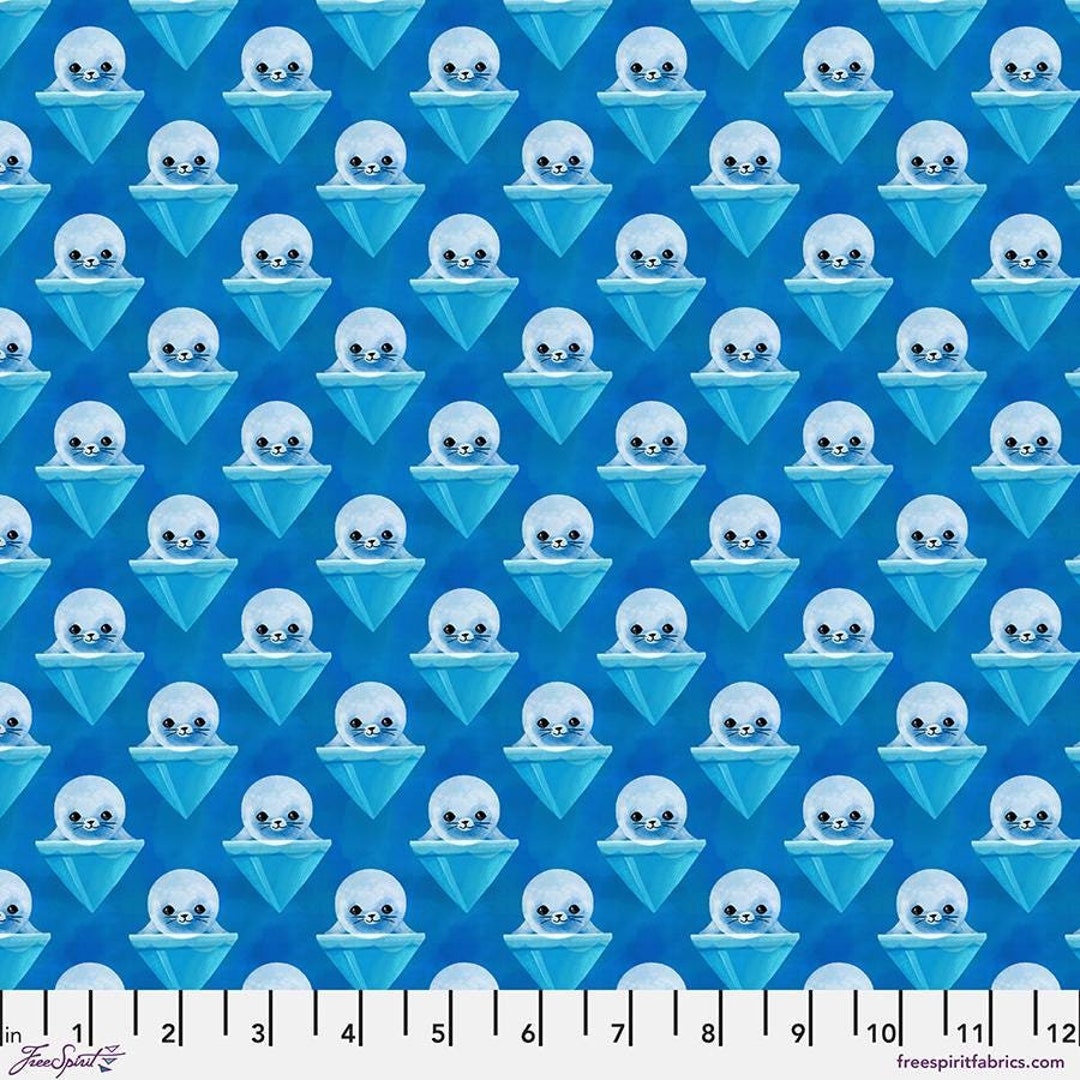 Harp Seals Cotton Fabric PWKT029 Polar Seas Free Spirit Katy Tanis BTY ...