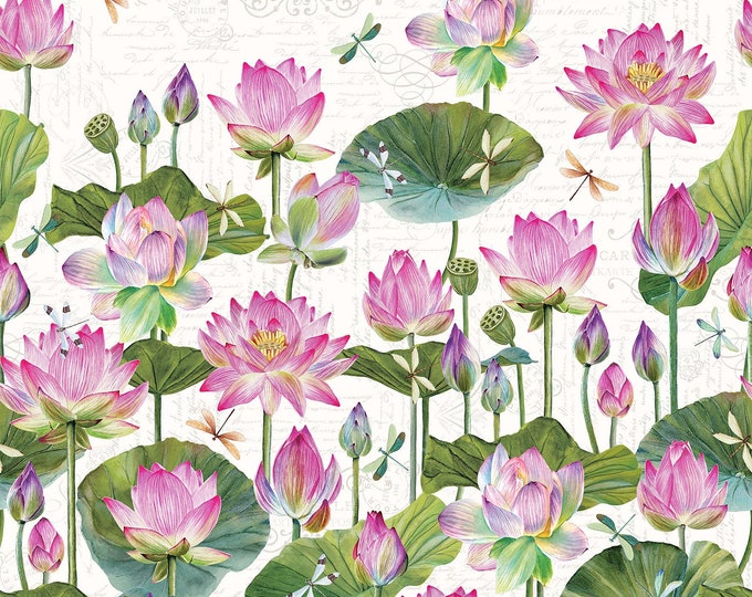 Water Lilies Full Width Border 24”H X 43”W Running Yardage Cotton ...