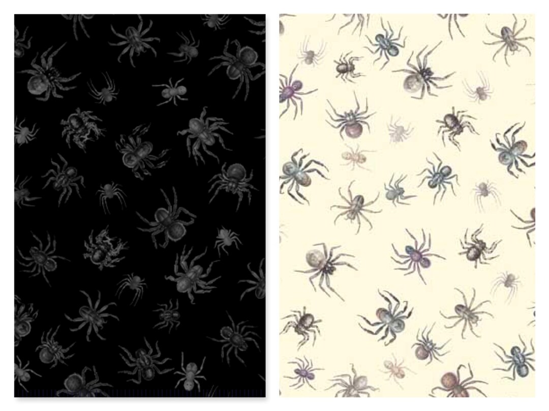 Spider Toss Halloween Cotton Fabric 30207, Creepsville QT Fabrics Dan ...