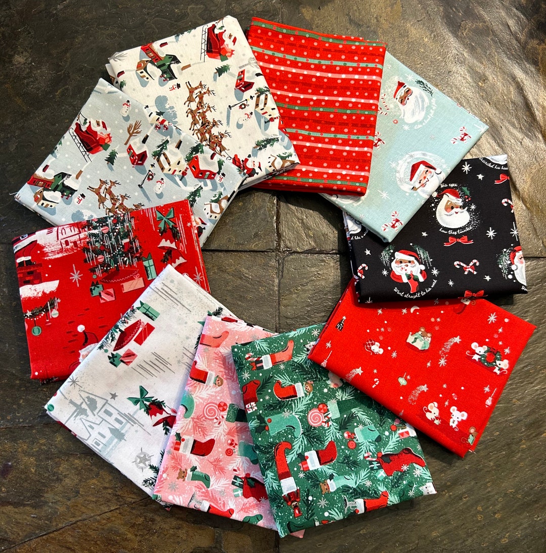 Twas 10 Piece Mini Fat Quarter Bundle Riley Blake, Mid Century Retro ...